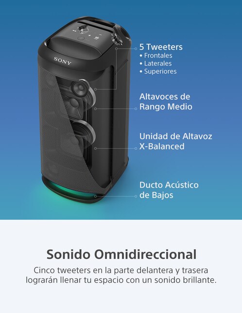 Bocina recargable Sony SRS-XV800 bluetooth 8